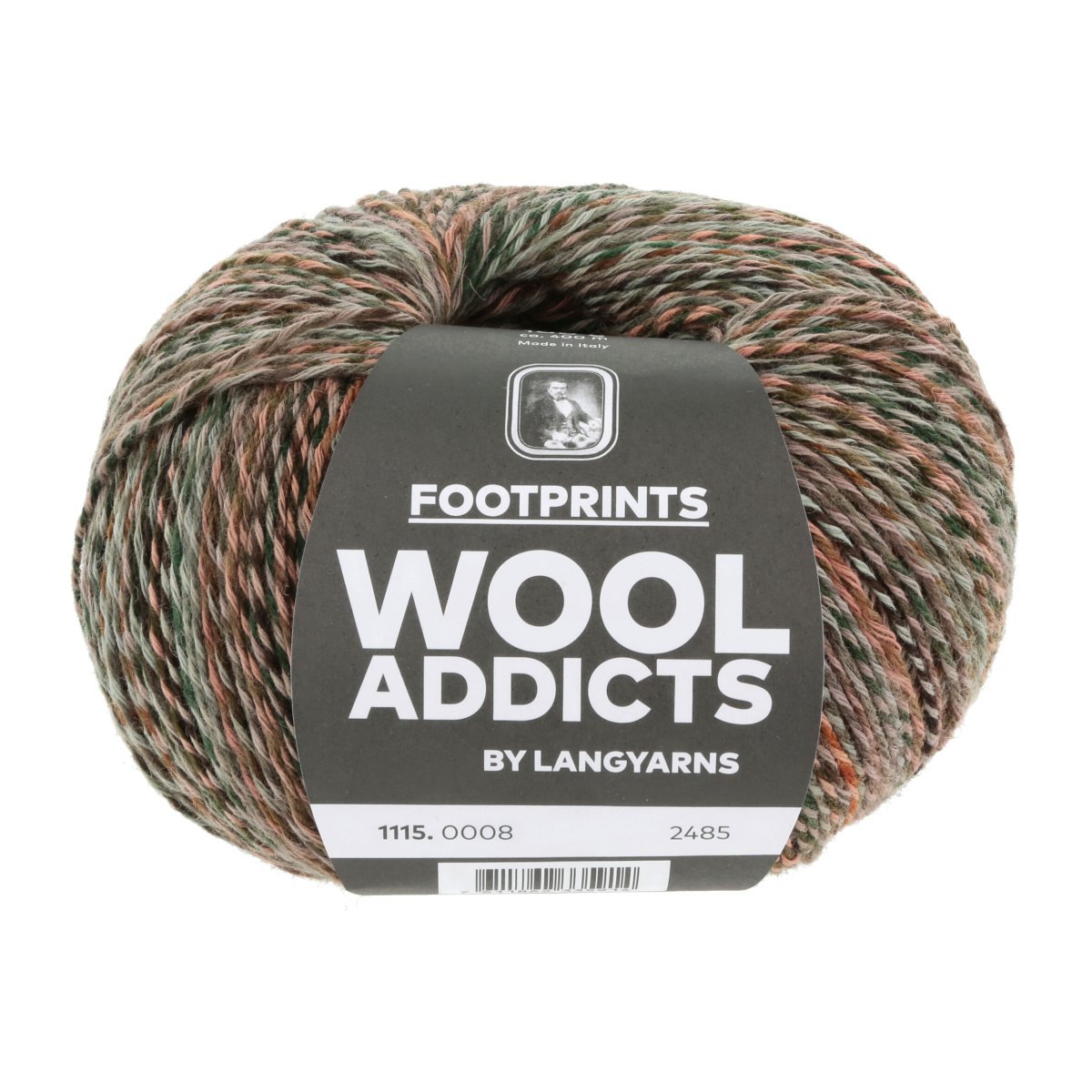 Lang Yarns - Footprints Wool Addict Fv. 08 Orange/Grøn/Brun Multi ...