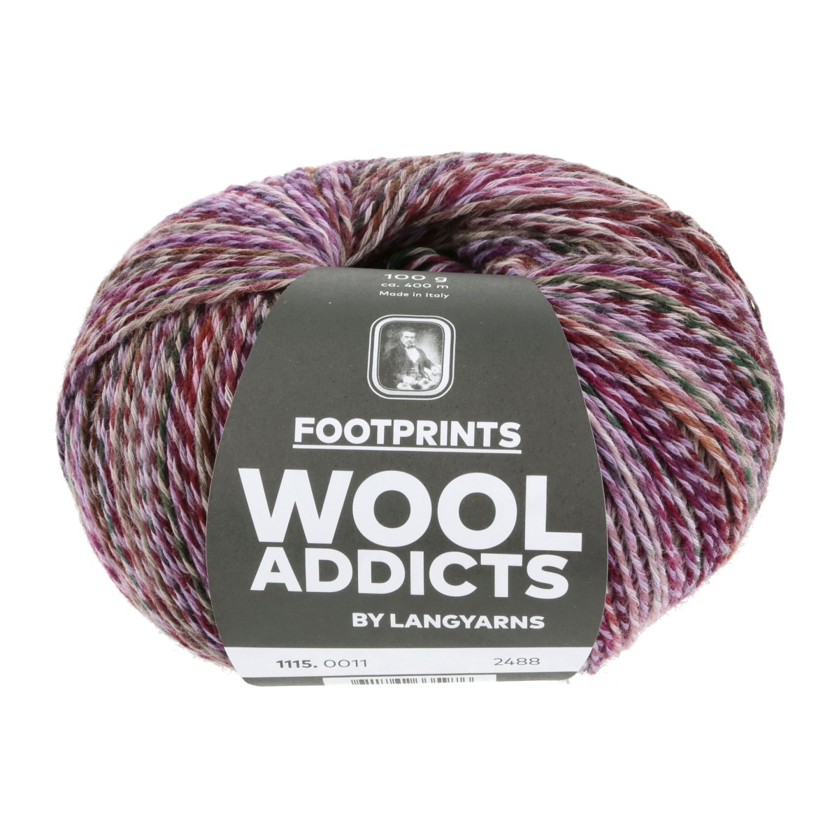 Lang Yarns - Footprints Wool Addict Fv. 11 Lilla/Fuchsia/Brun Multi ...